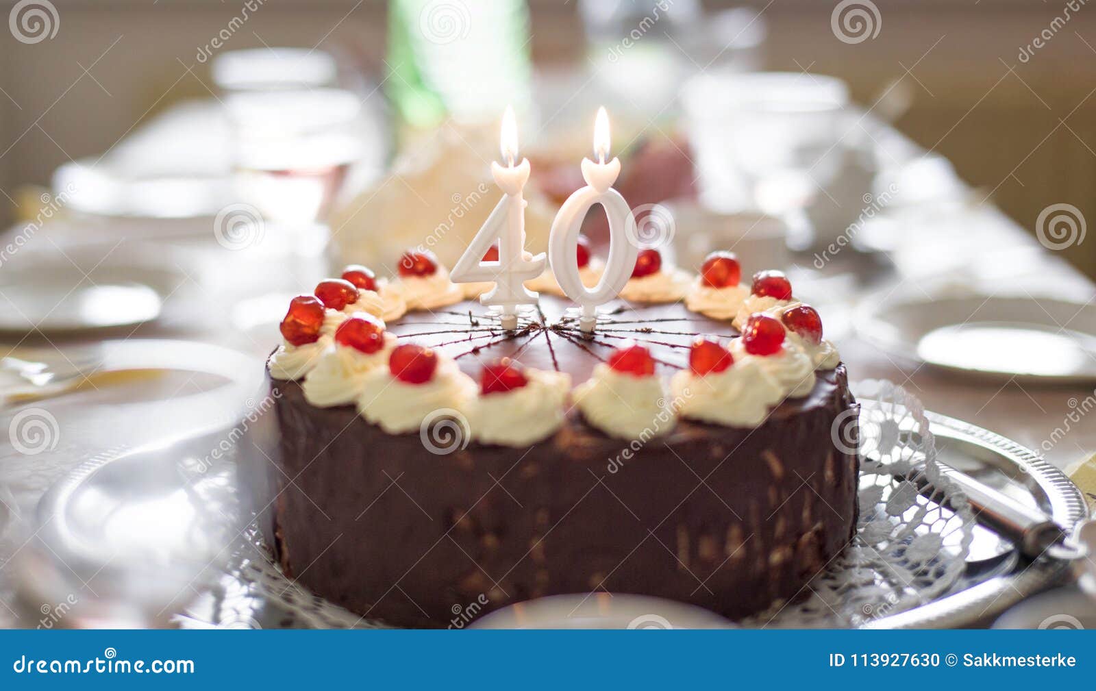 Happy 40th Birthday Cake on Table Stock Photo - Image of delicious ...