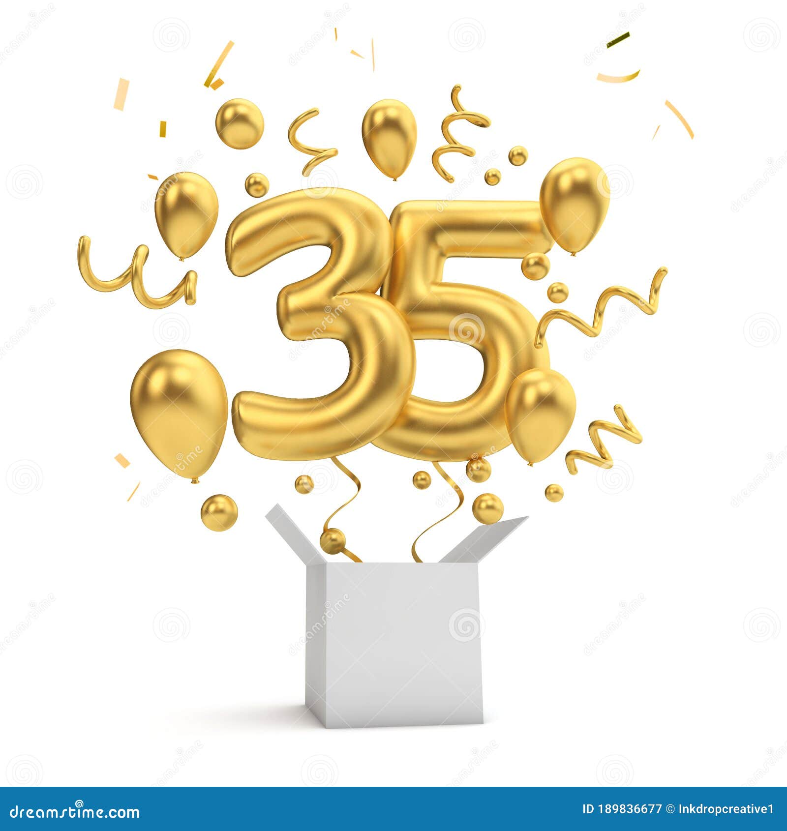 Happy 35th Birthday Gold Foil Balloon Greeting Background. Vector ...