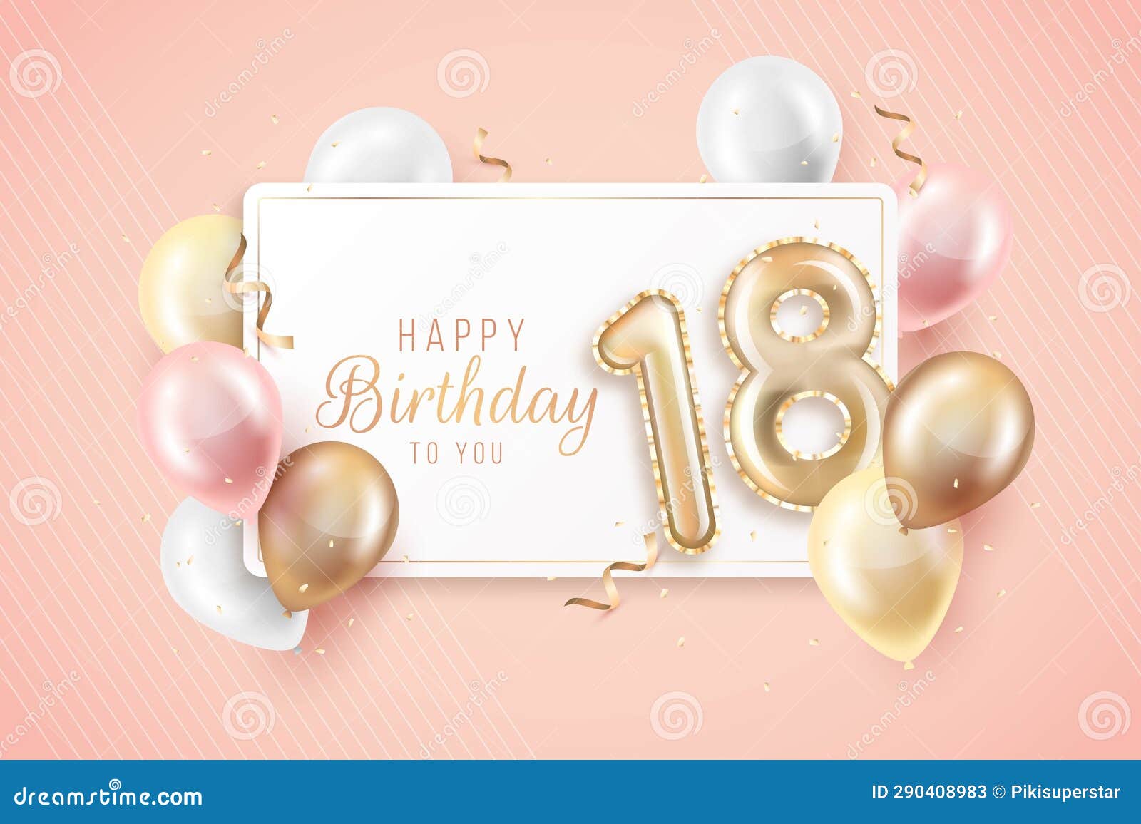 Happy 18th Birthday with Realistic Balloons Vector Design Stock Vector ...
