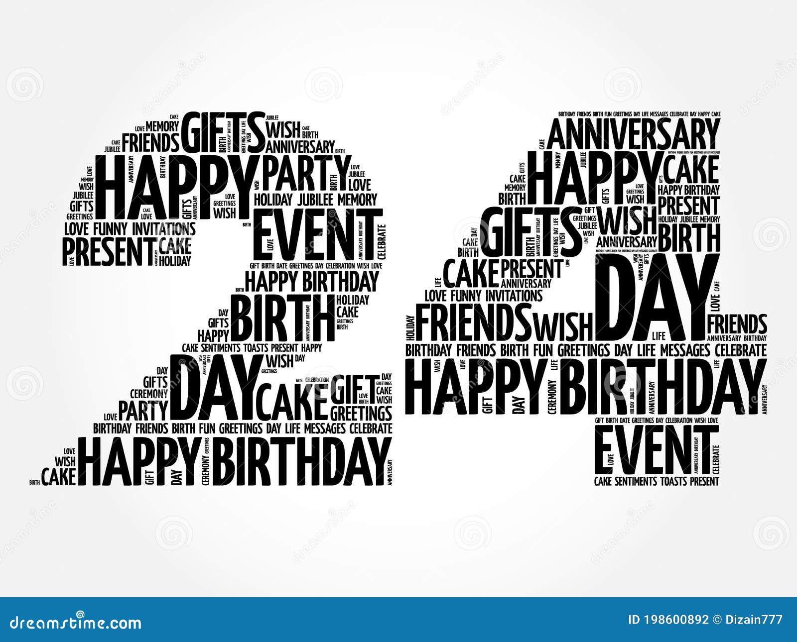 Happy 24th Birthday Word Cloud Stock Illustration - Illustration of ...