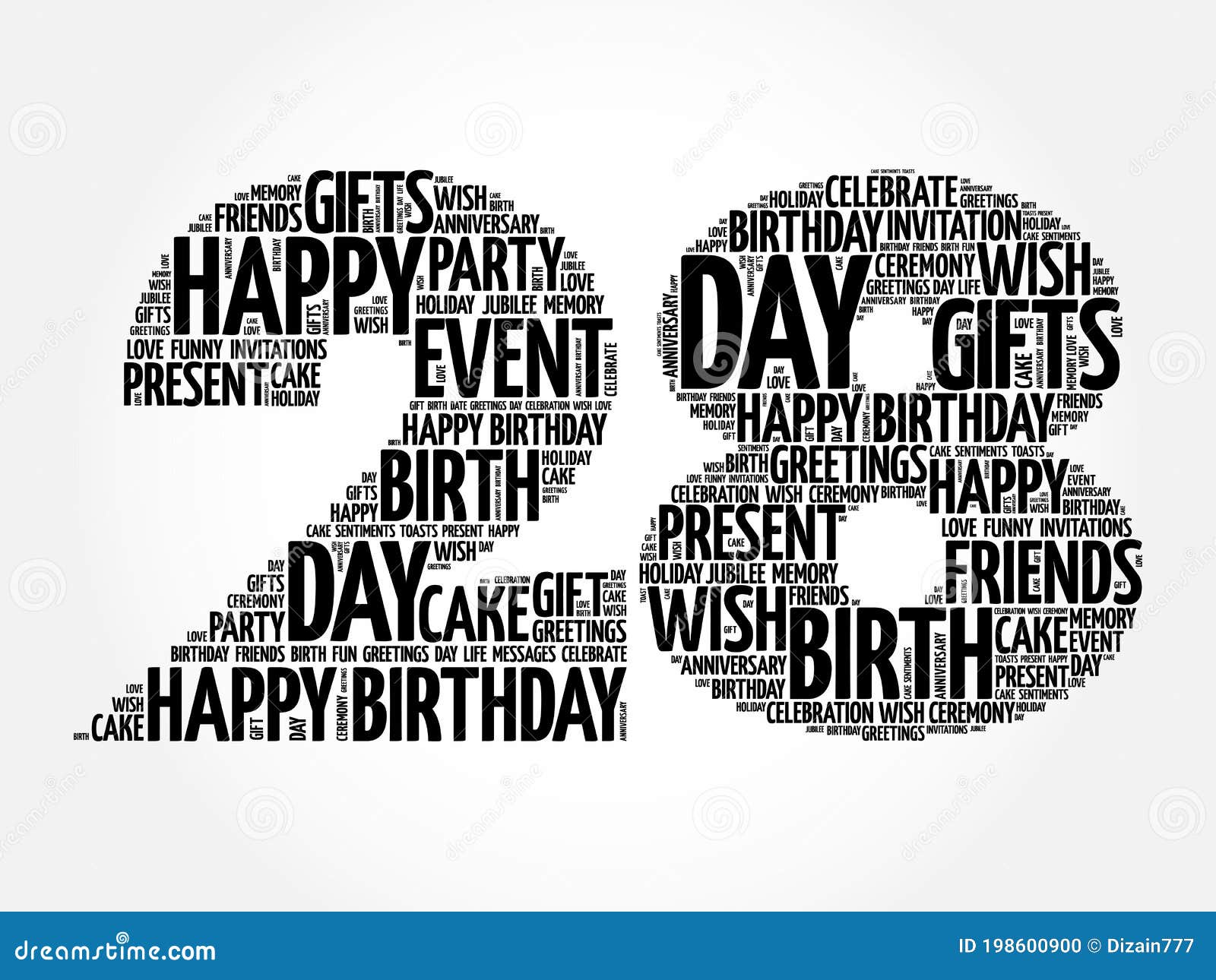 Happy 28th Birthday Word Cloud Stock Illustration - Illustration of ...
