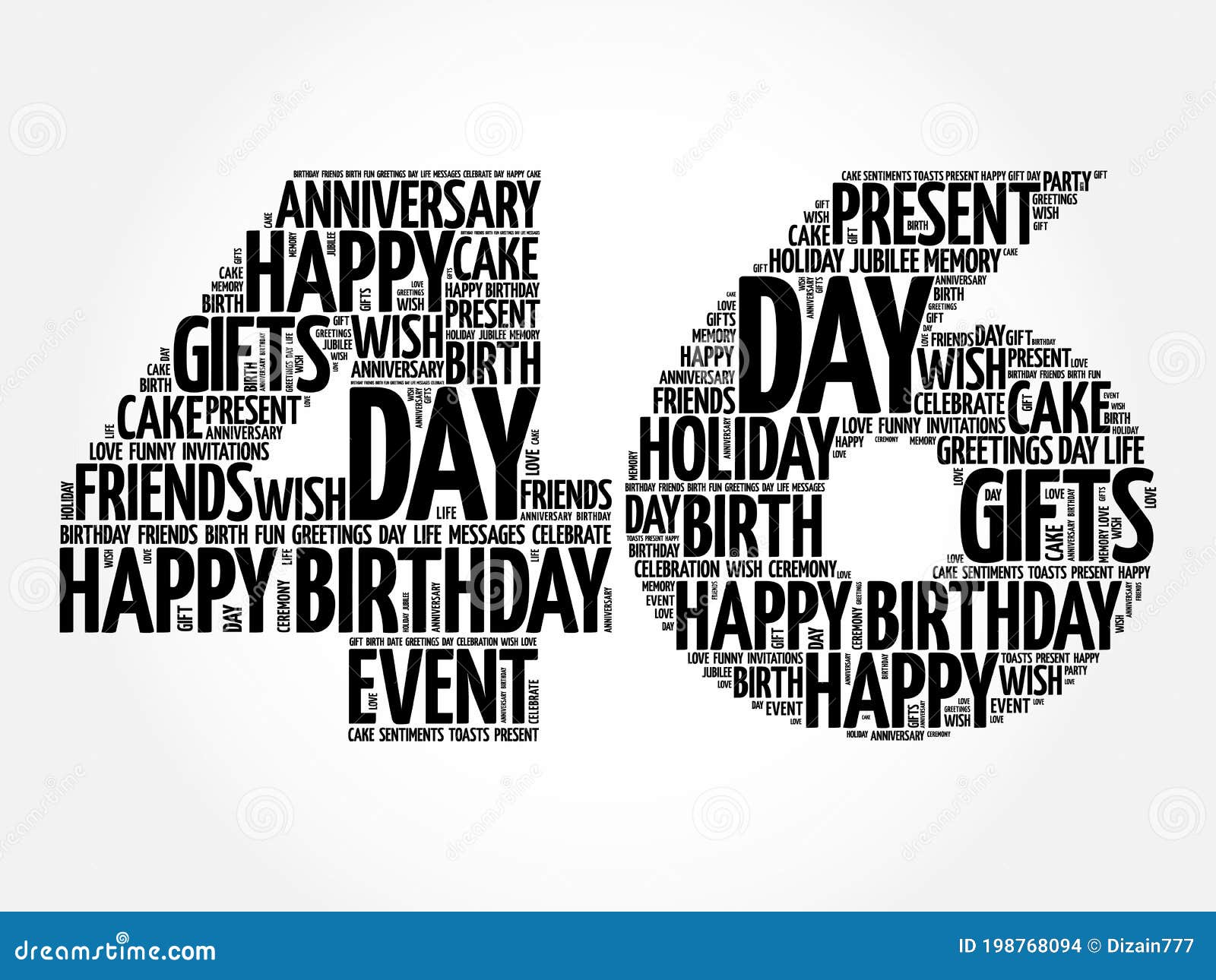 Happy 46th Birthday Word Cloud Stock Illustration - Illustration of ...