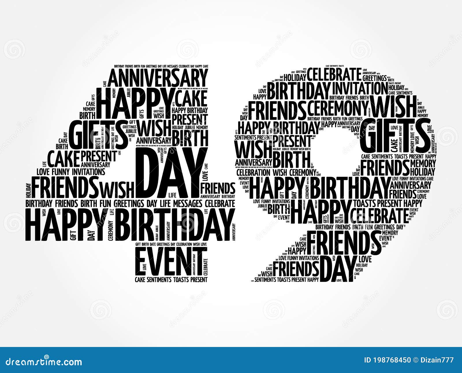 Happy 49th Birthday Gold Foil Balloon Greeting Background. Vector ...