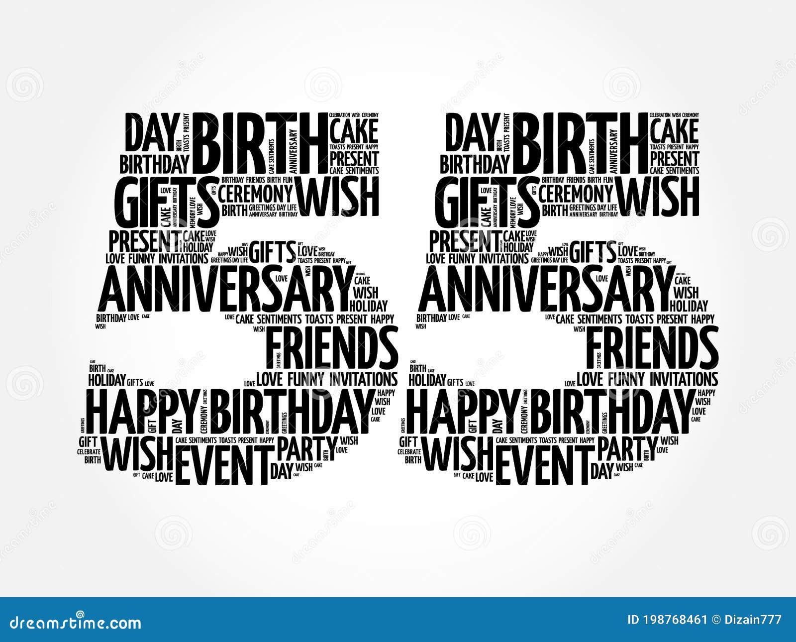 Happy 55th Birthday Word Cloud Stock Illustration - Illustration of ...