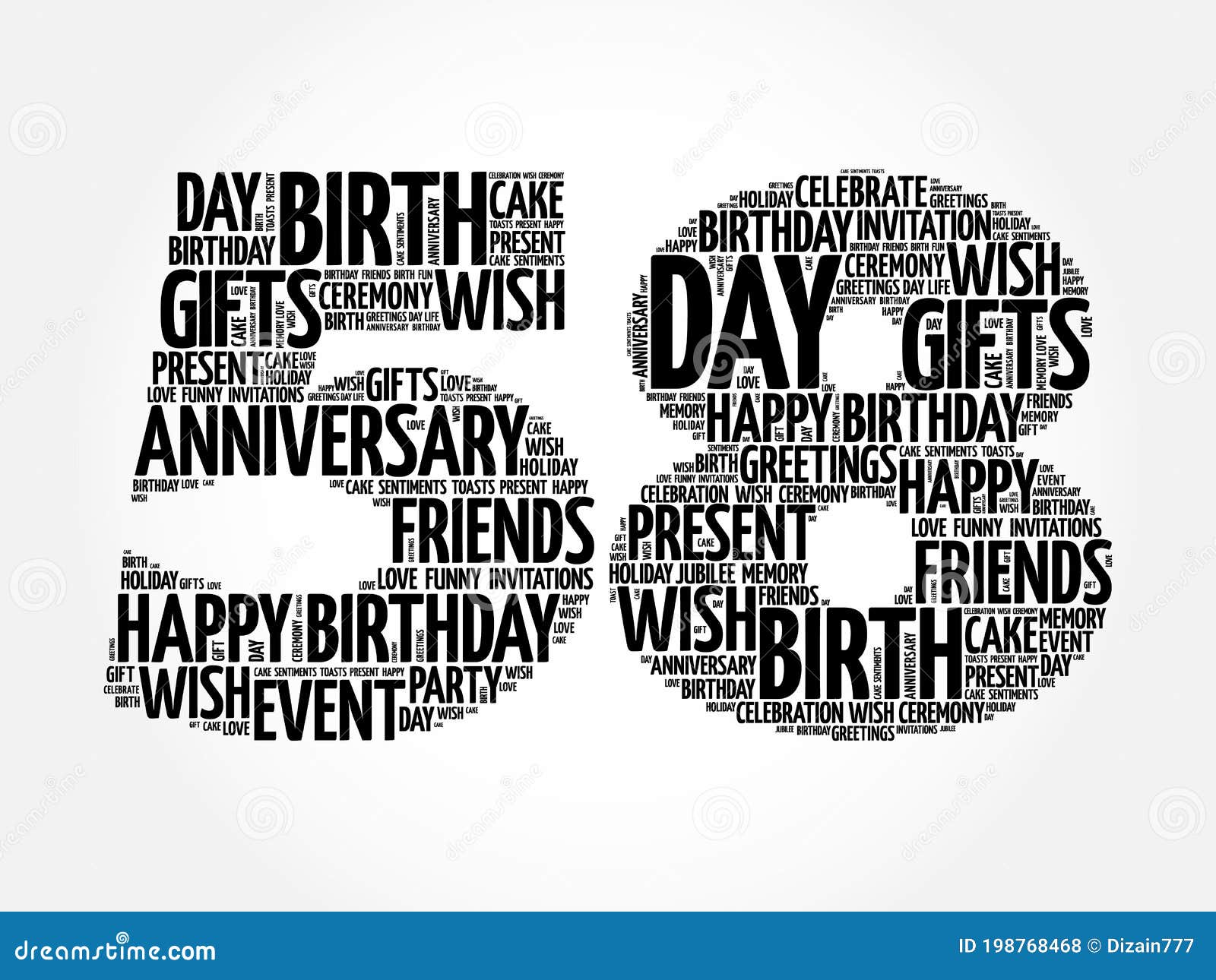 Happy 58th Birthday Word Cloud Stock Illustration - Illustration of ...