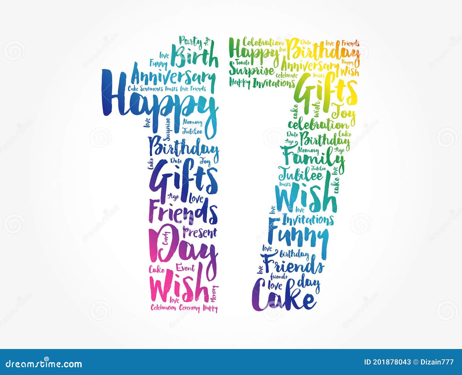 Happy 17th Birthday Word Cloud Stock Illustration - Illustration of ...