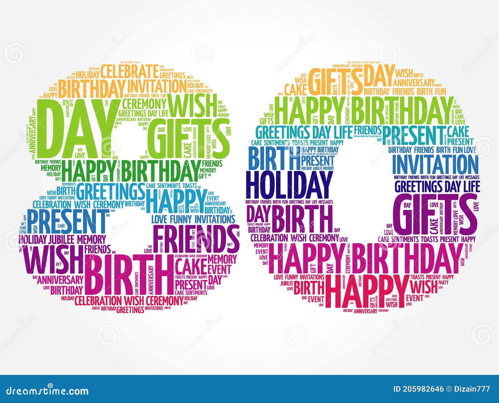 Happy 80th Birthday Word Cloud Stock Illustration - Illustration of ...