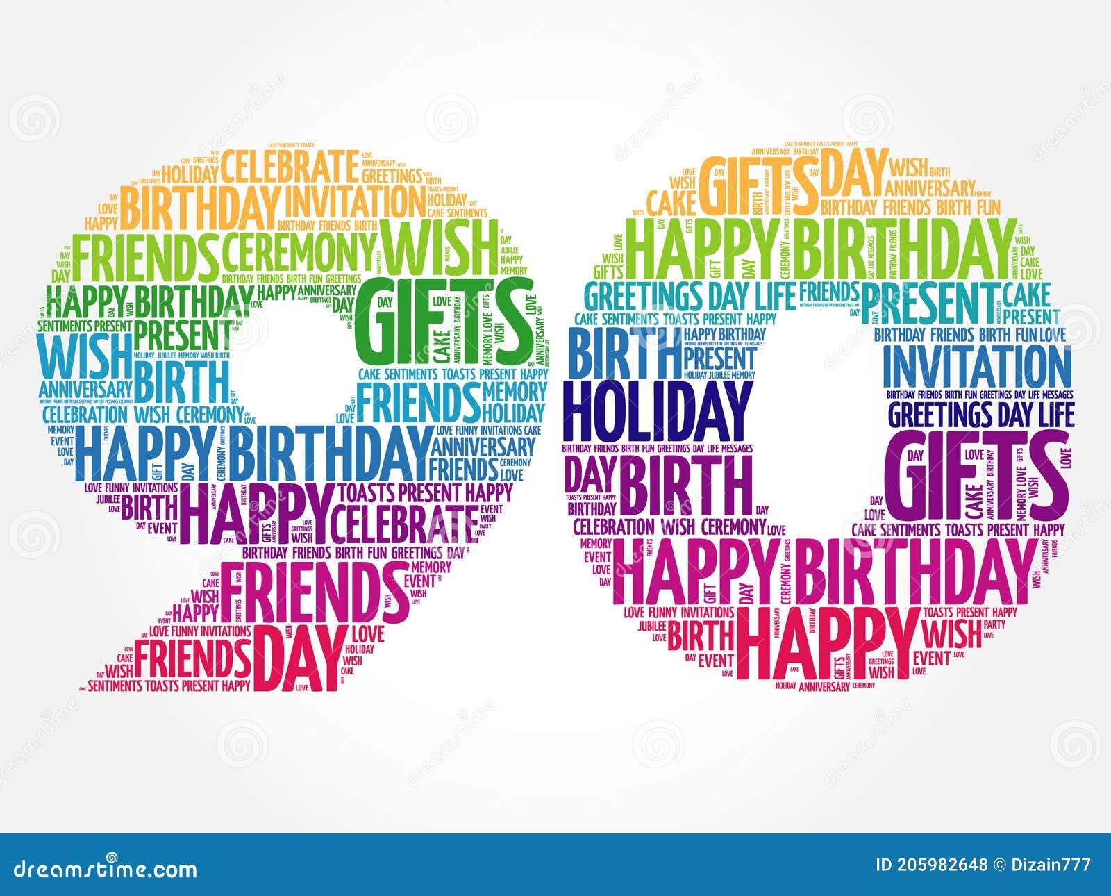 Happy 90th Birthday Word Cloud Stock Illustration - Illustration of ...