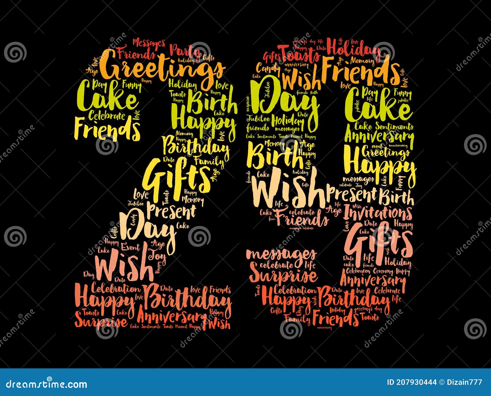 Happy 29th Birthday Word Cloud Stock Illustration - Illustration of ...