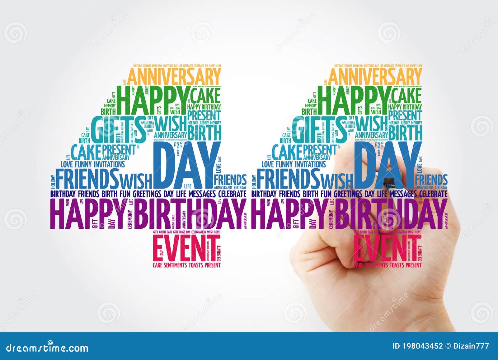 44th Birthday Card Wishes Illustration Royalty-Free Cartoon ...