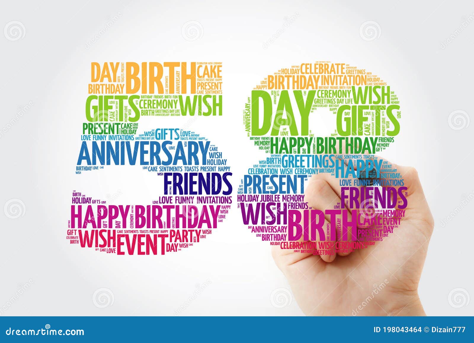 Happy 58th Birthday Word Cloud with Marker, Collage Concept Stock ...