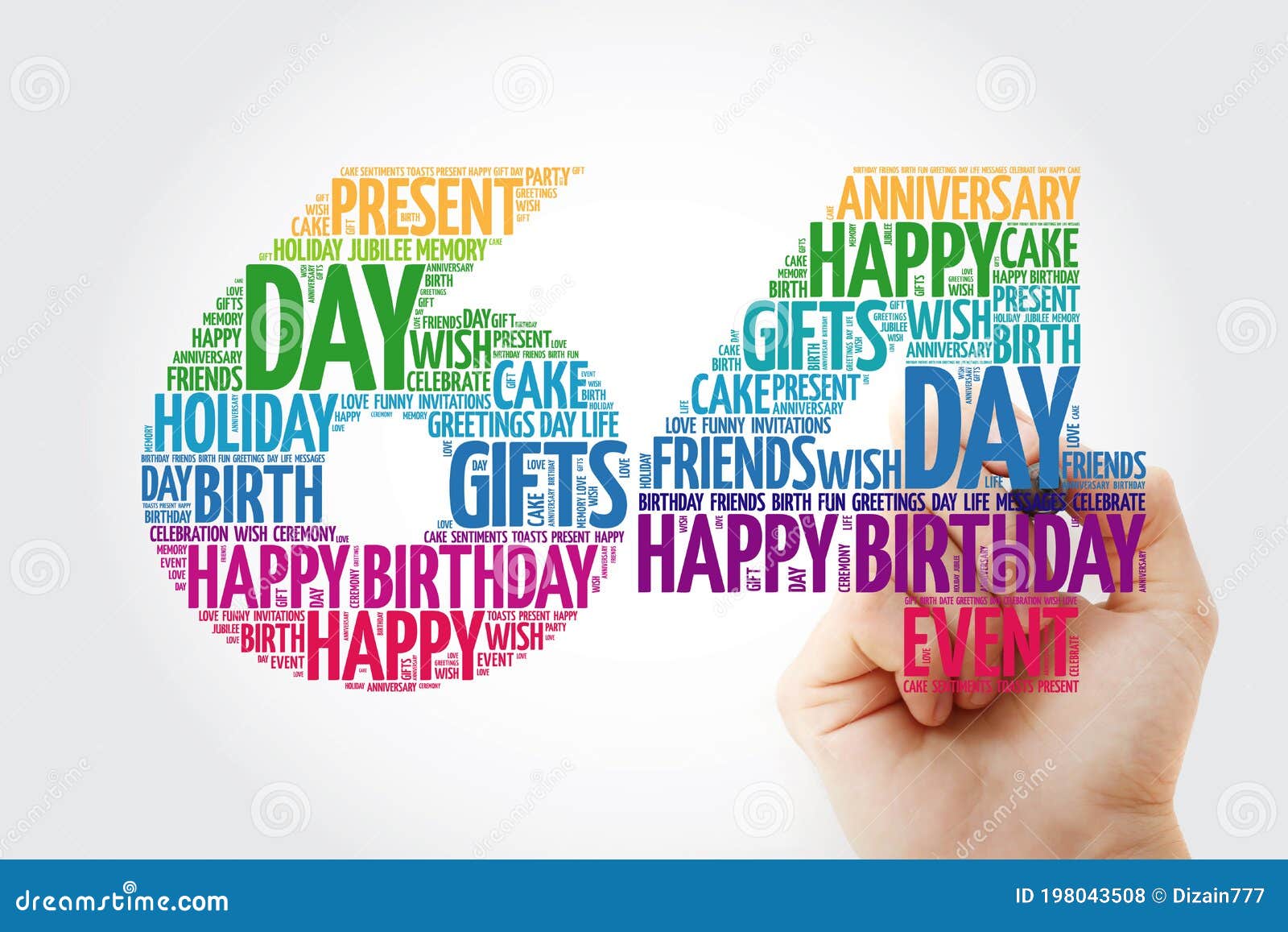 Happy 64th Birthday Gold Foil Balloon Greeting Background. Cartoon ...