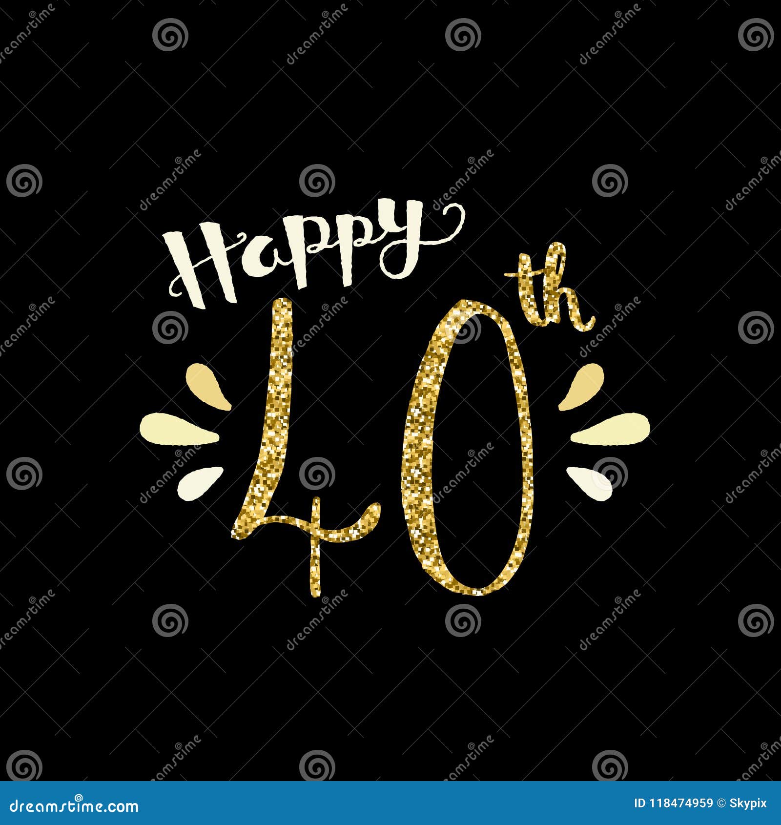 Happy 40th Birthday With Gold Balloons Greeting Card Background. Vector ...
