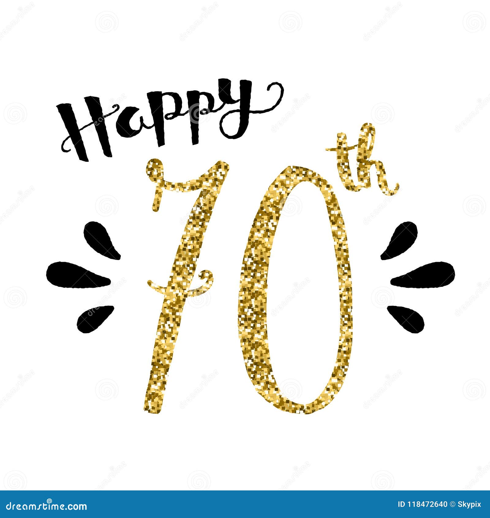 HAPPY 70th BIRTHDAY! Colorful Stickers Vector Illustration ...