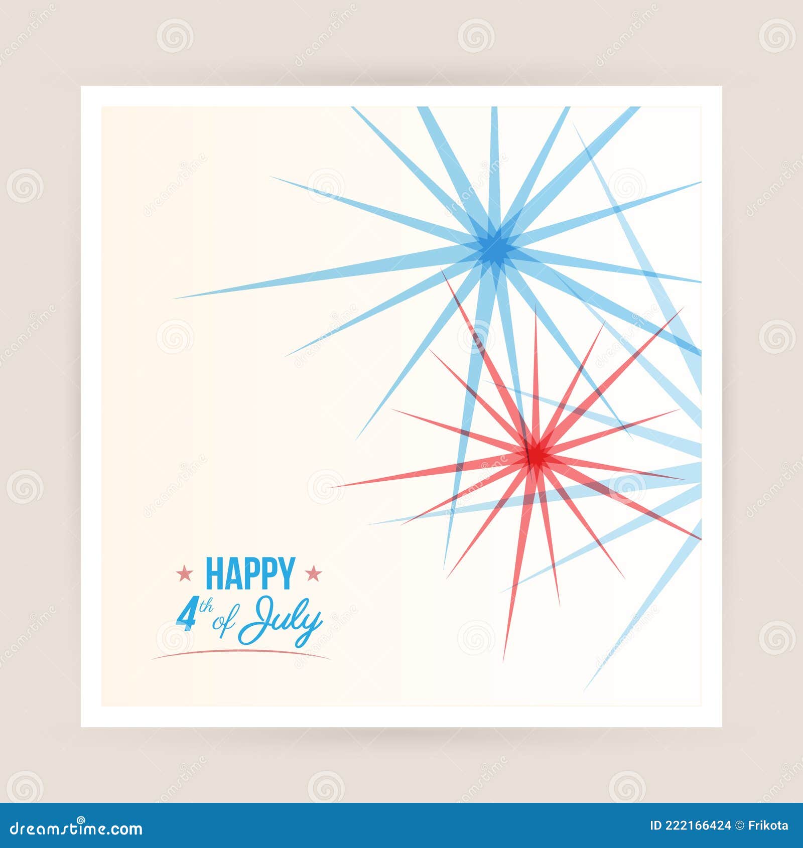 Happy 4th July. Blue and Red Fireworks. Vector Illustration, Flat ...