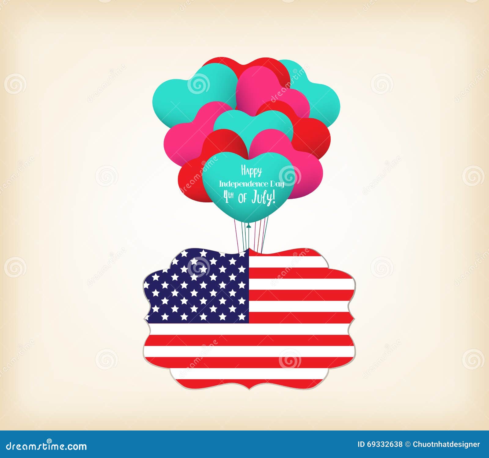 Happy 4th of July Greetings with Balloons Fly Stock Vector ...