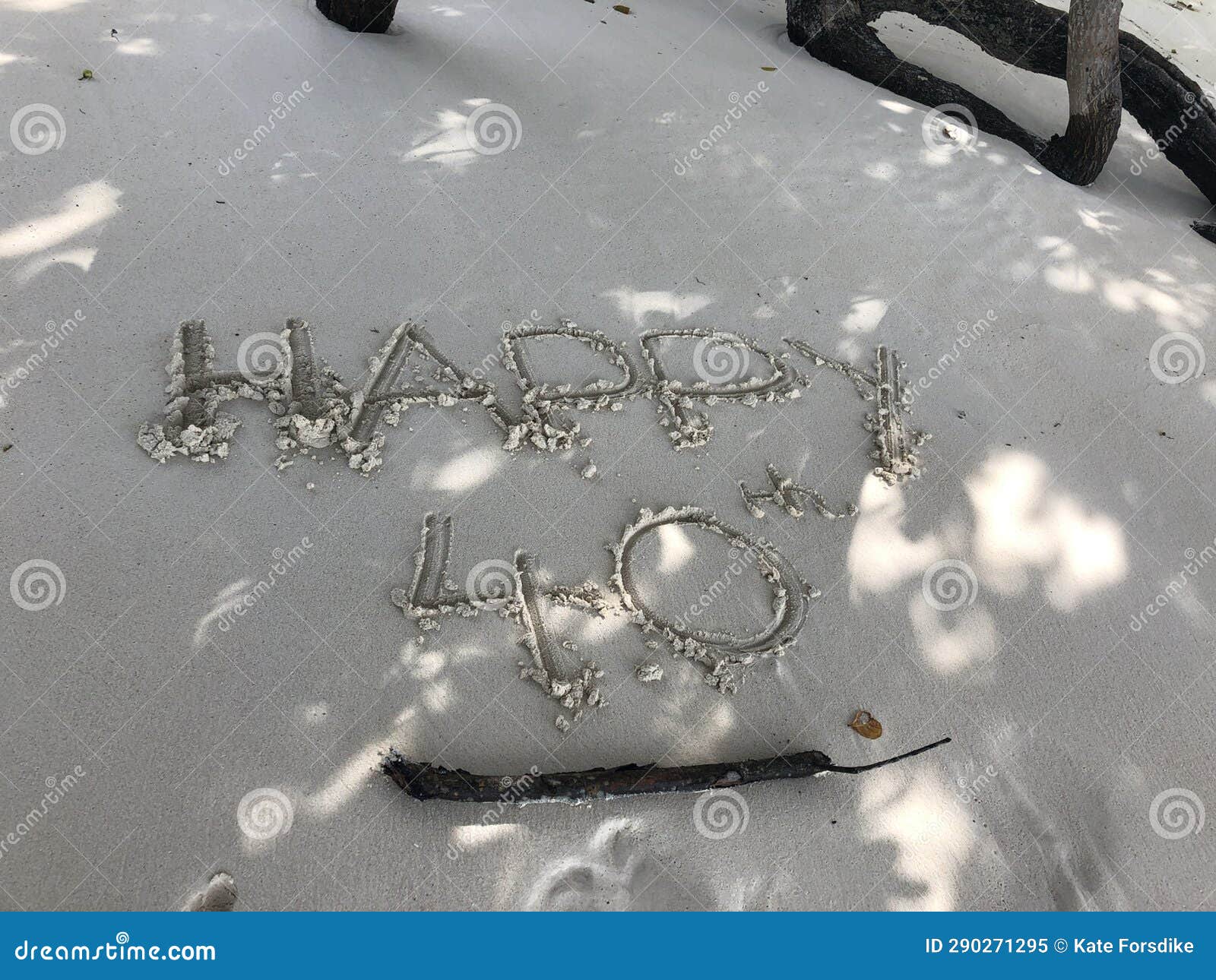 Happy 40th sand sign stock image. Image of glass, branch - 290271295