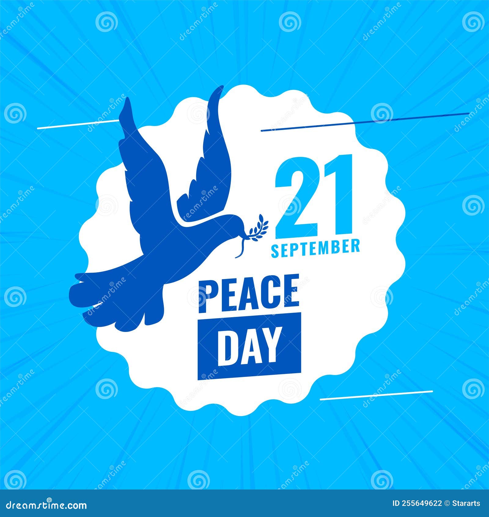 Happy 21th September Template with Flying Pigeon in Silhouette Style ...