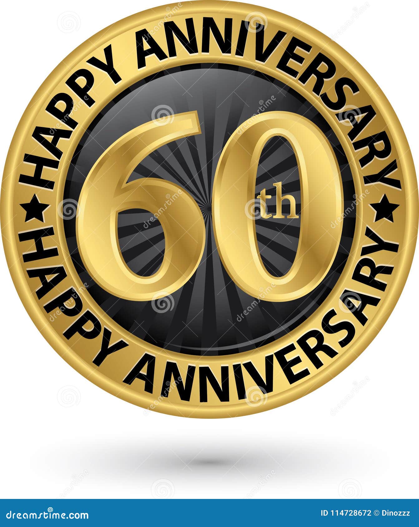 Happy 60th Years Anniversary Gold Label, Vector Stock Vector ...