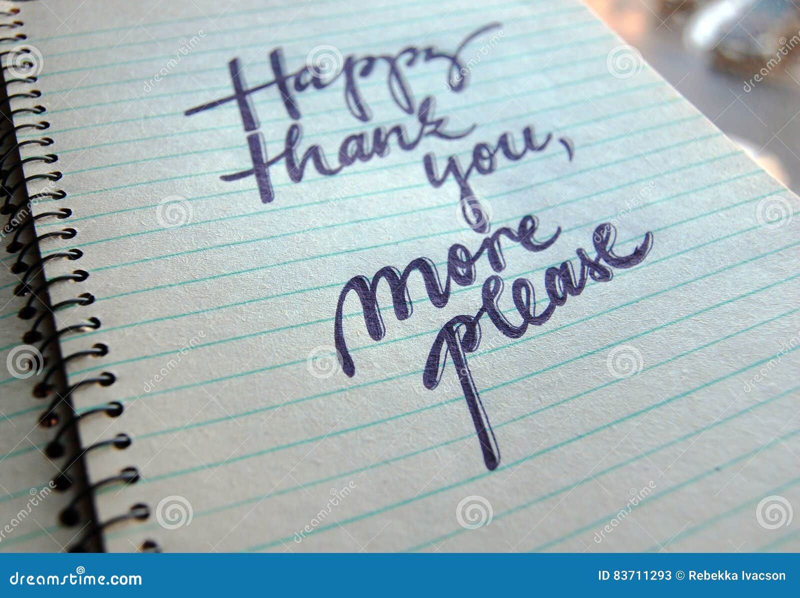 Happy Thank You More Please Calligraphic Background Stock Image - Image ...