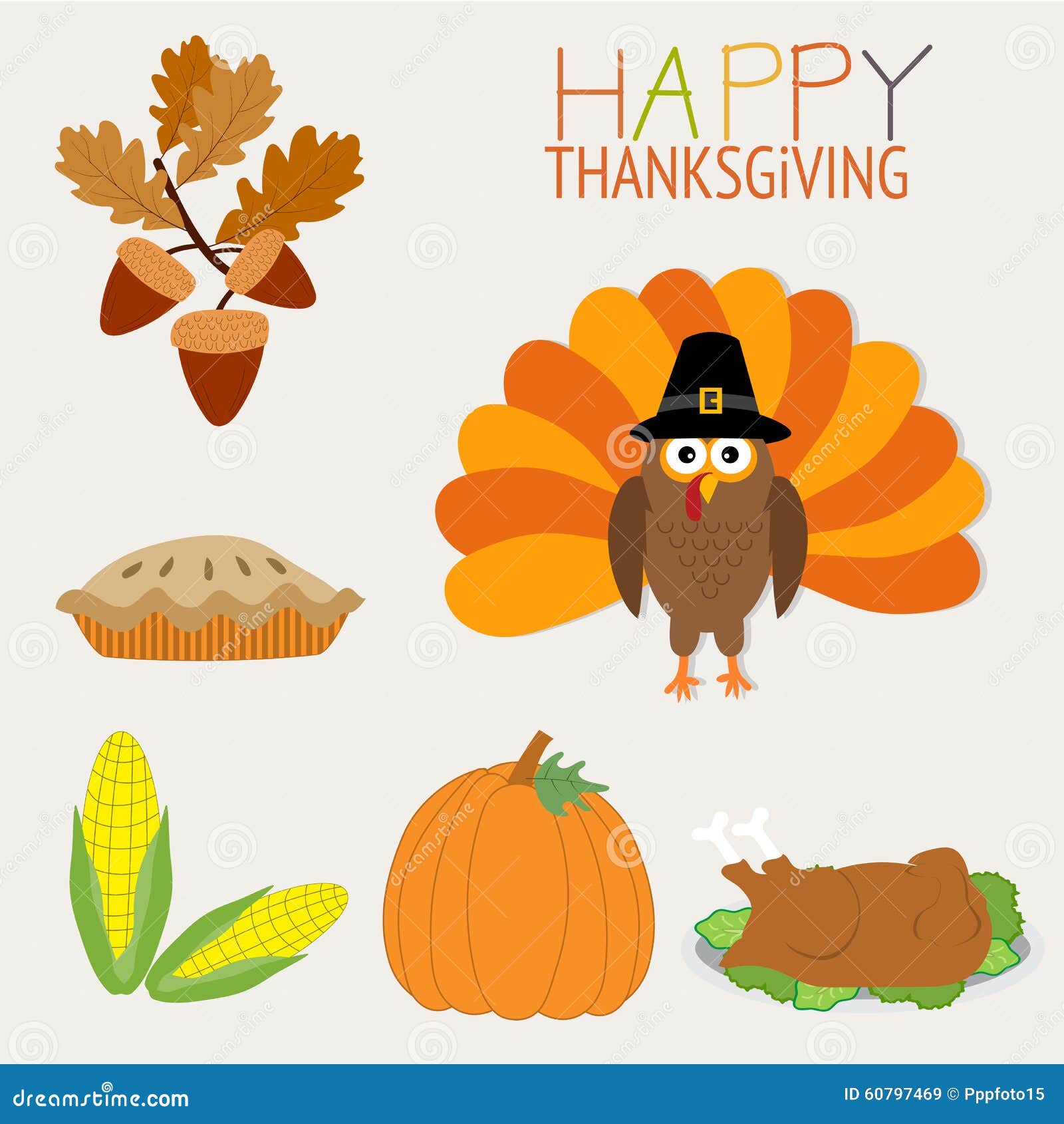 Happy Thanks giving vector stock vector. Illustration of card - 60797469