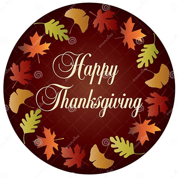 Happy Thanksgiving Circle with Gradient Leaf Frame Stock Illustration ...