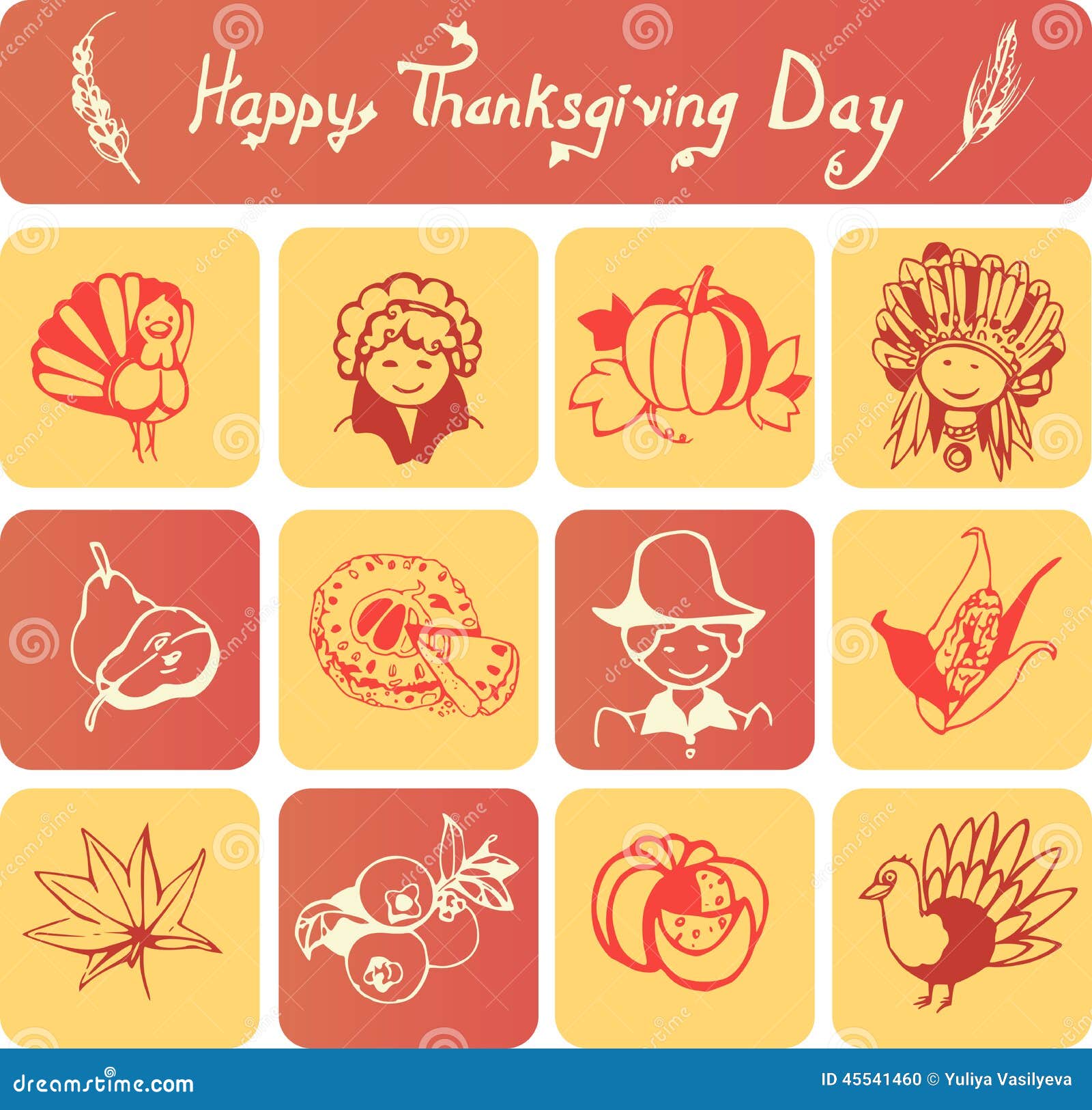 Happy Thanksgiving Day Icons Stock Vector - Illustration of colors ...