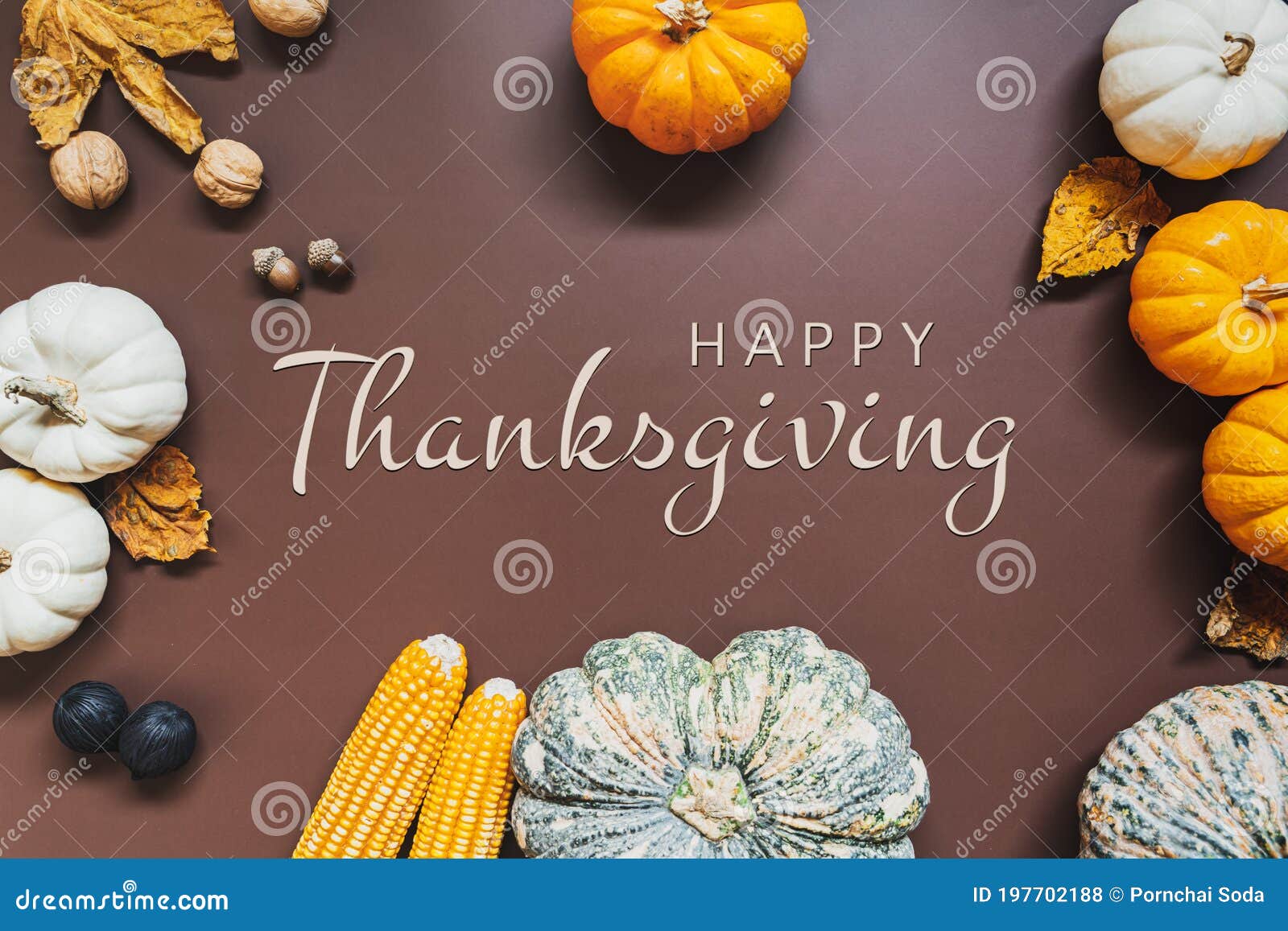 Happy Thanksgiving Day with Pumpkin and Nut on the Table Stock Photo ...