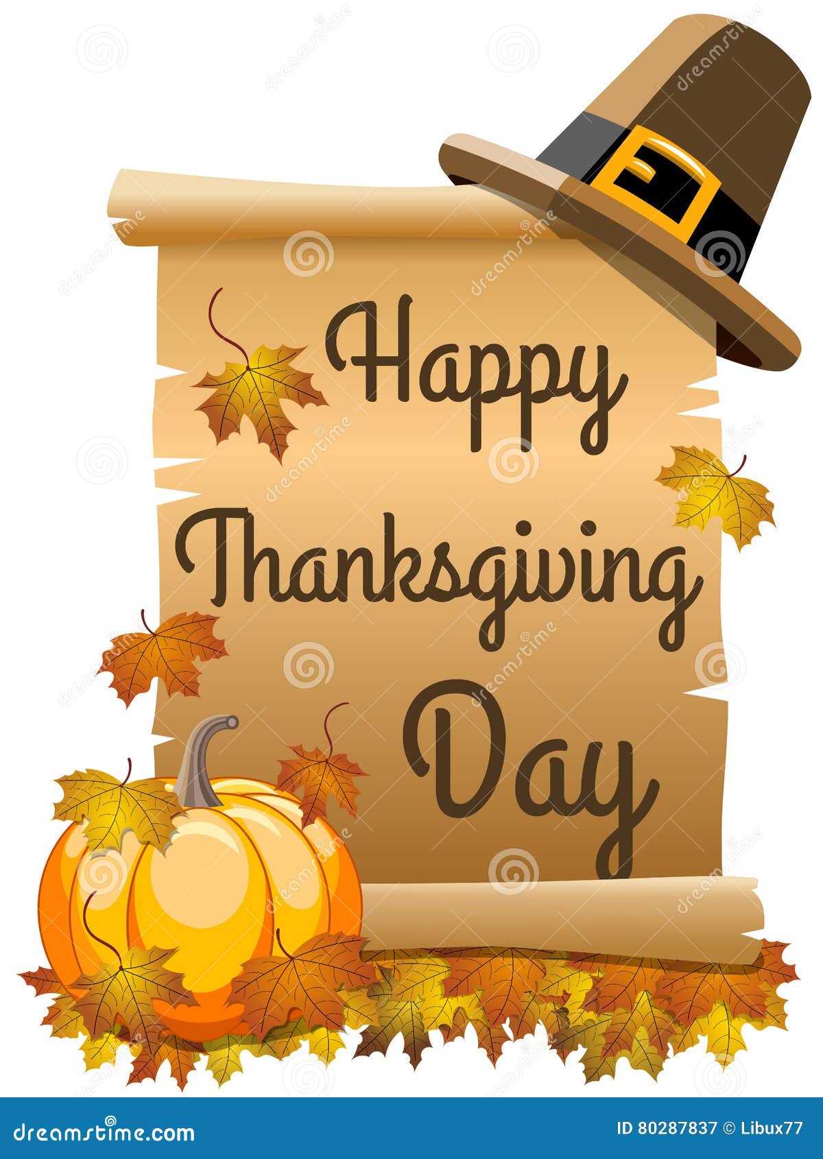 Happy Thanksgiving Day Scroll Parchment Isolated Stock Vector ...