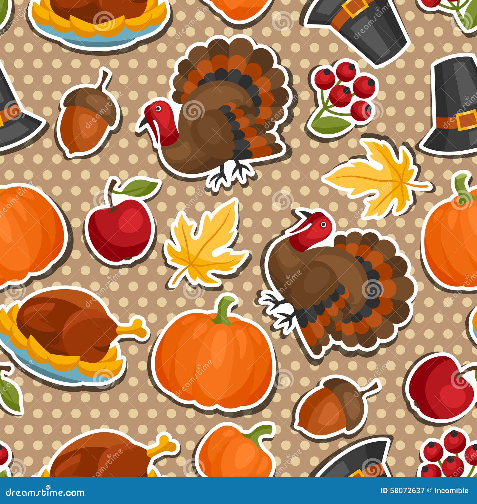 Happy Thanksgiving Day Seamless Pattern with Stock Vector ...