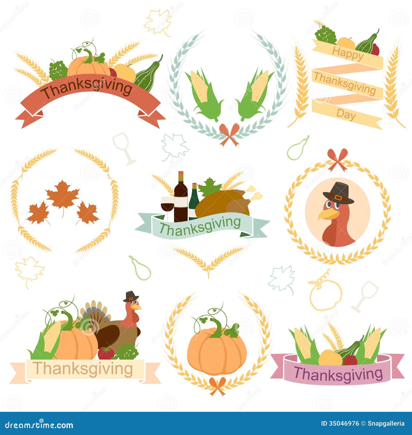 Happy Thanksgiving stock vector. Illustration of fruit - 35046976