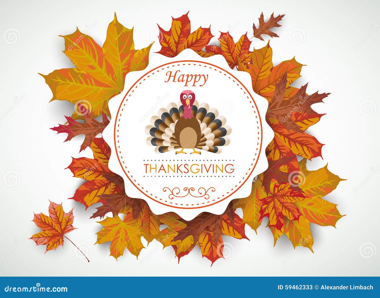 Happy Thanksgiving Emblem Foliage Stock Illustration - Illustration of ...