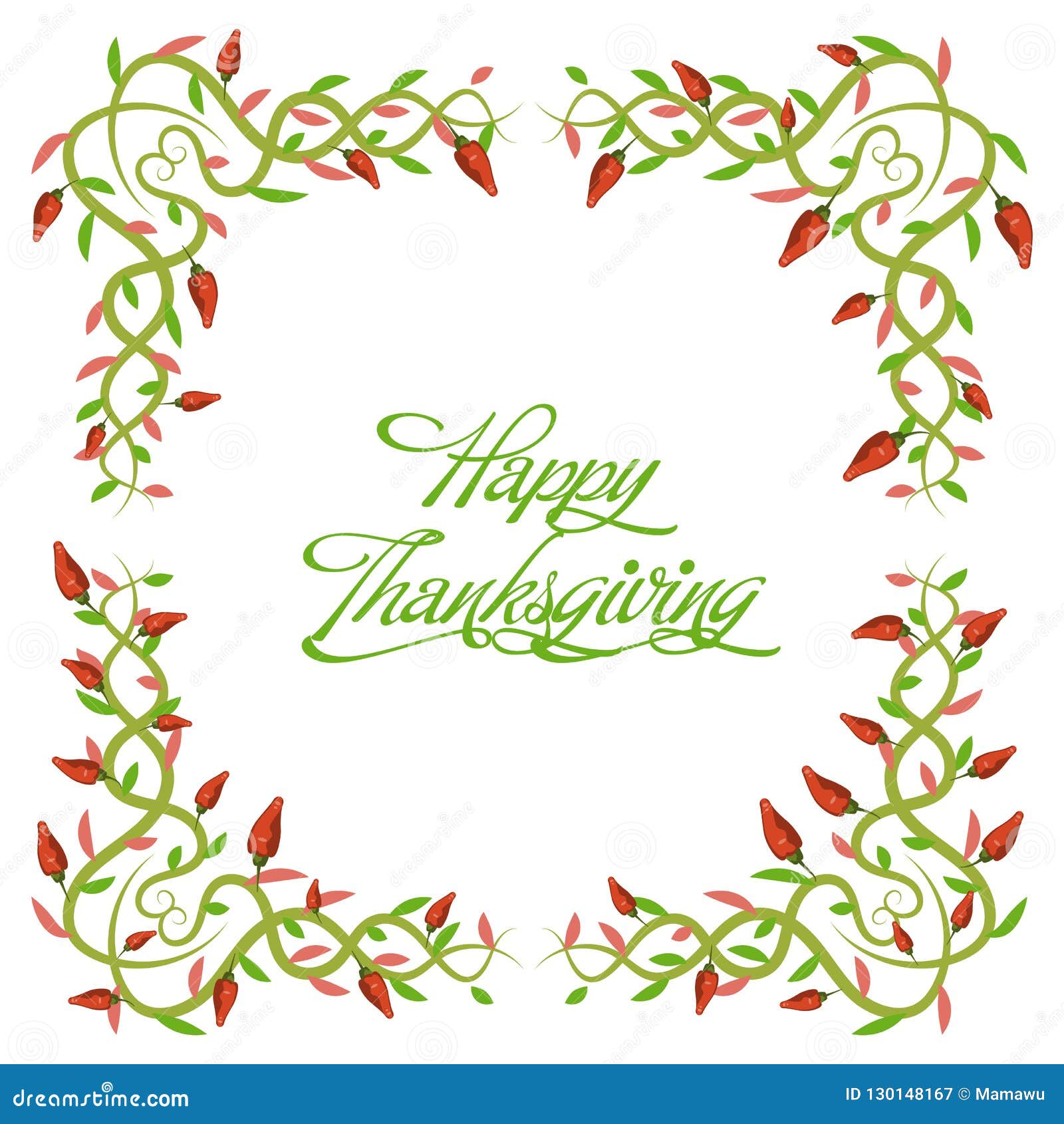 Happy Thanksgiving Floral Frames Stock Vector - Illustration of holiday ...