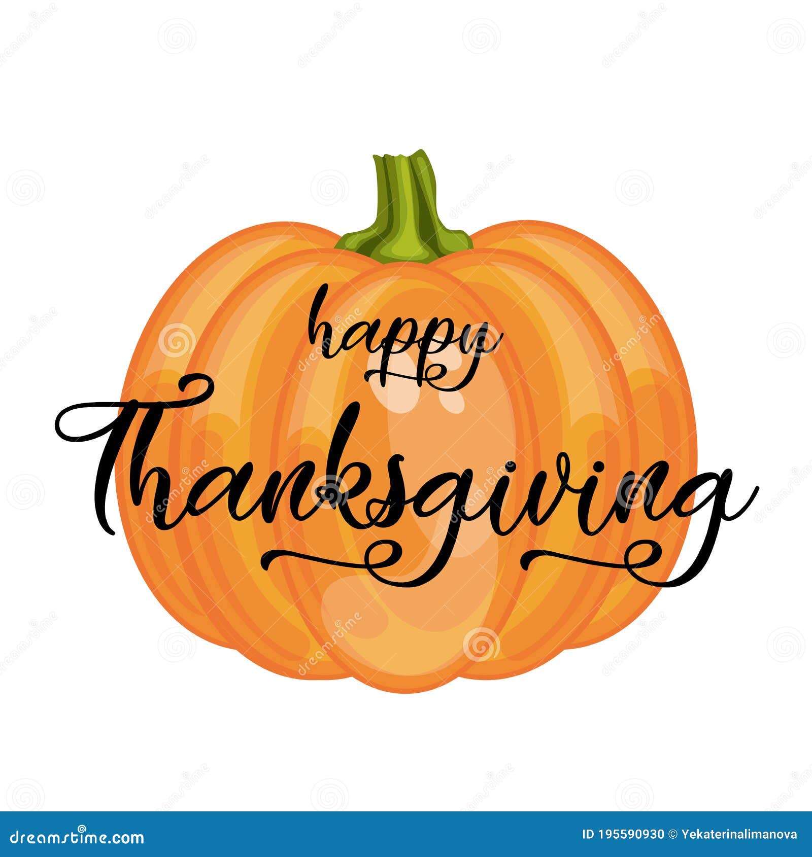 Happy Thanksgiving Lettering on Pumpkin Background. Vector Stock Vector ...