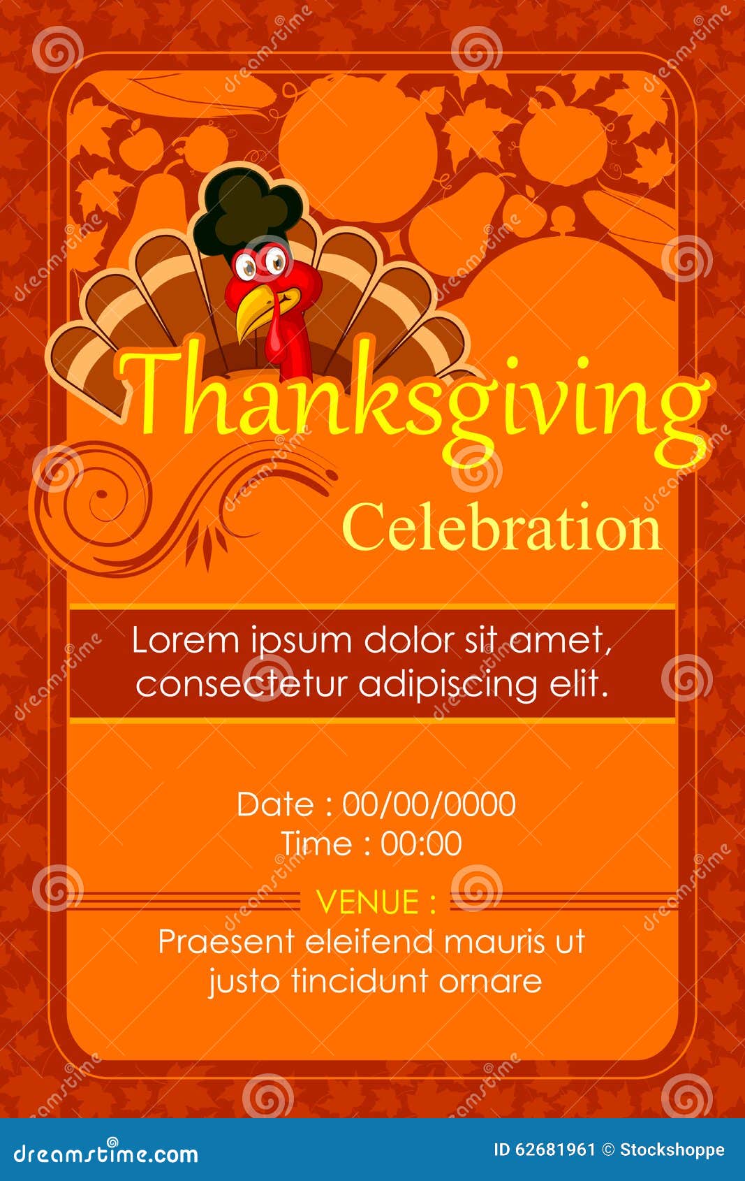 Happy Thanksgiving Party Invitation Background Stock Vector ...