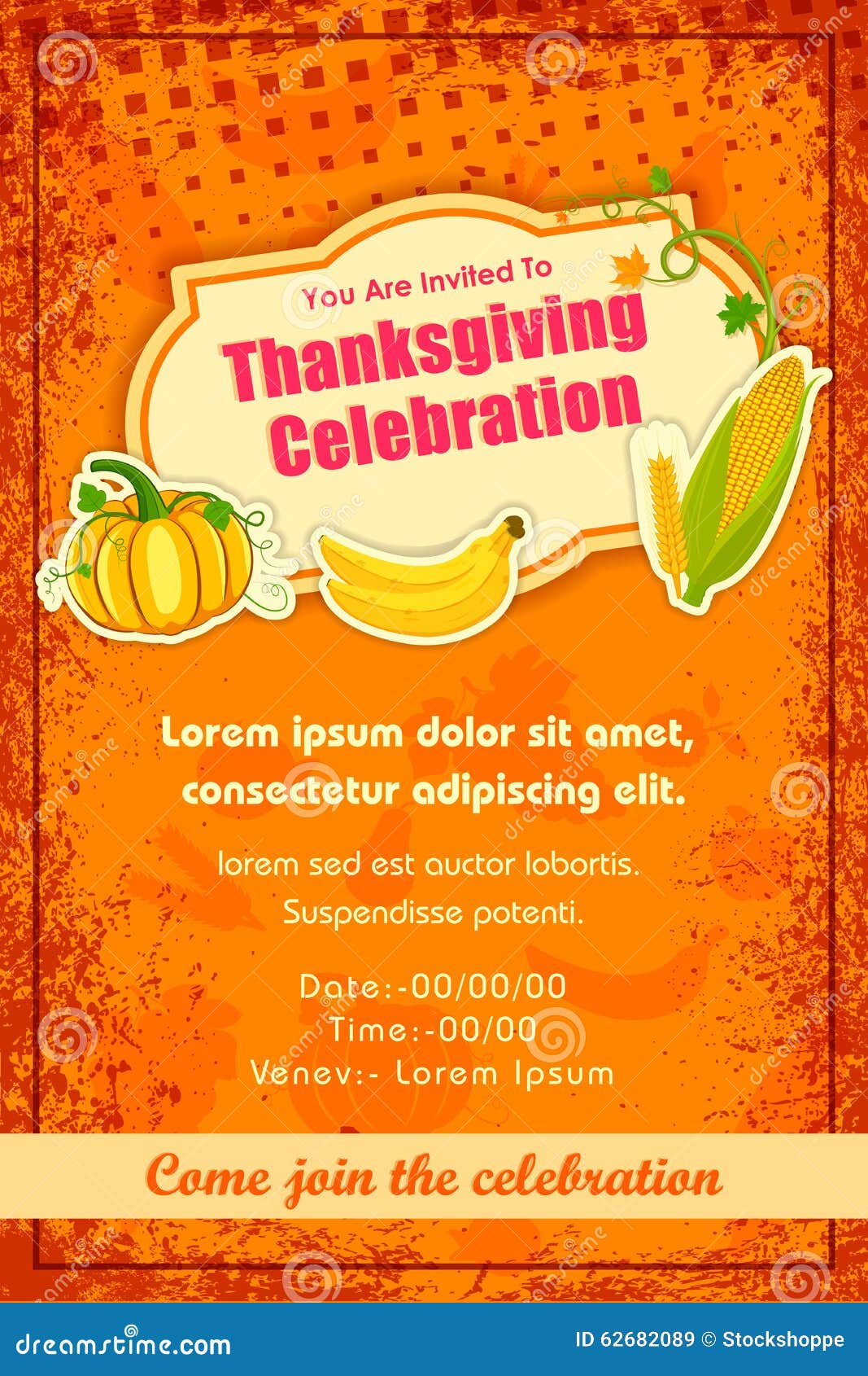 Happy Thanksgiving Party Invitation Background Stock Illustration ...