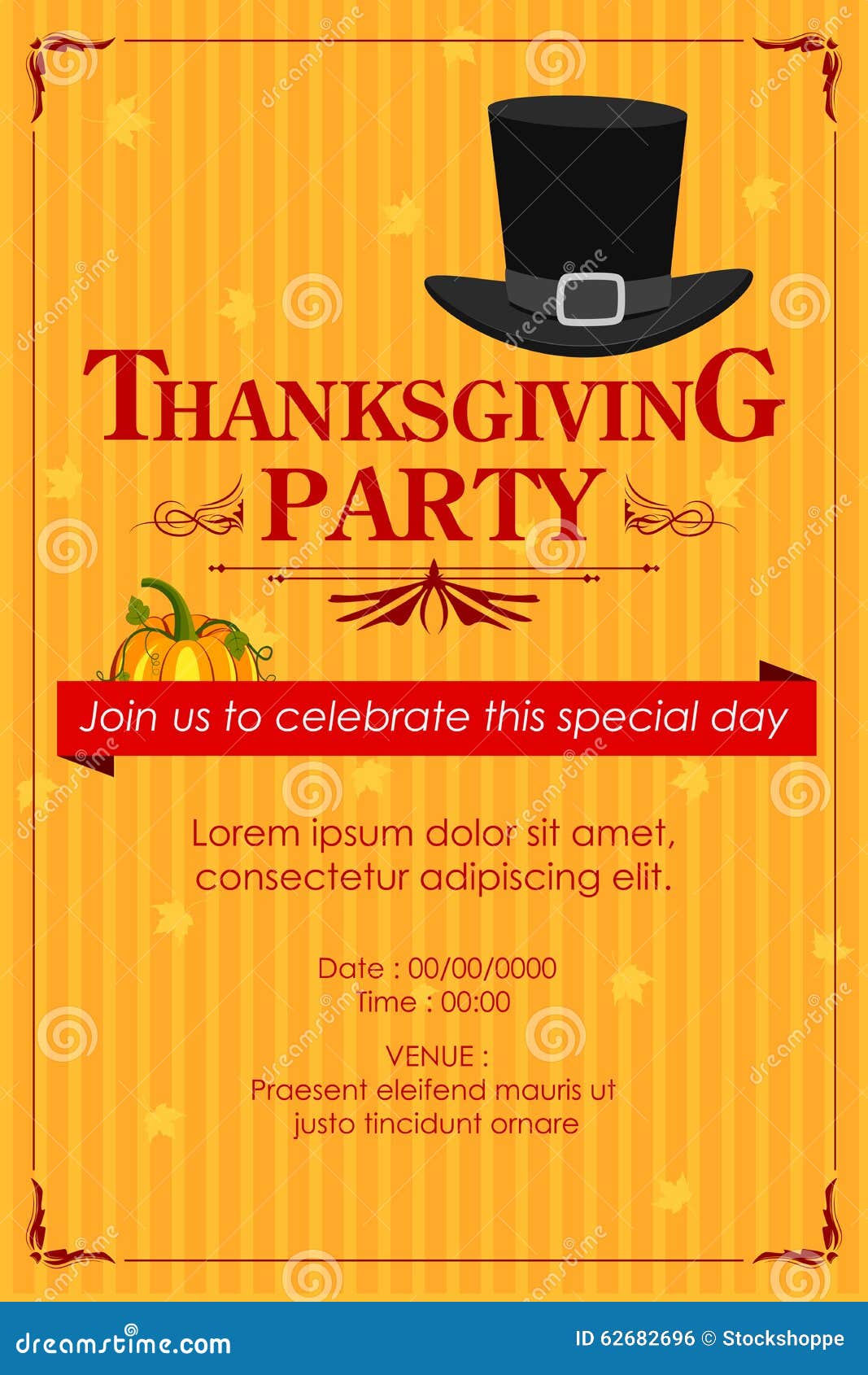 Happy Thanksgiving Party Invitation Background Stock Vector ...