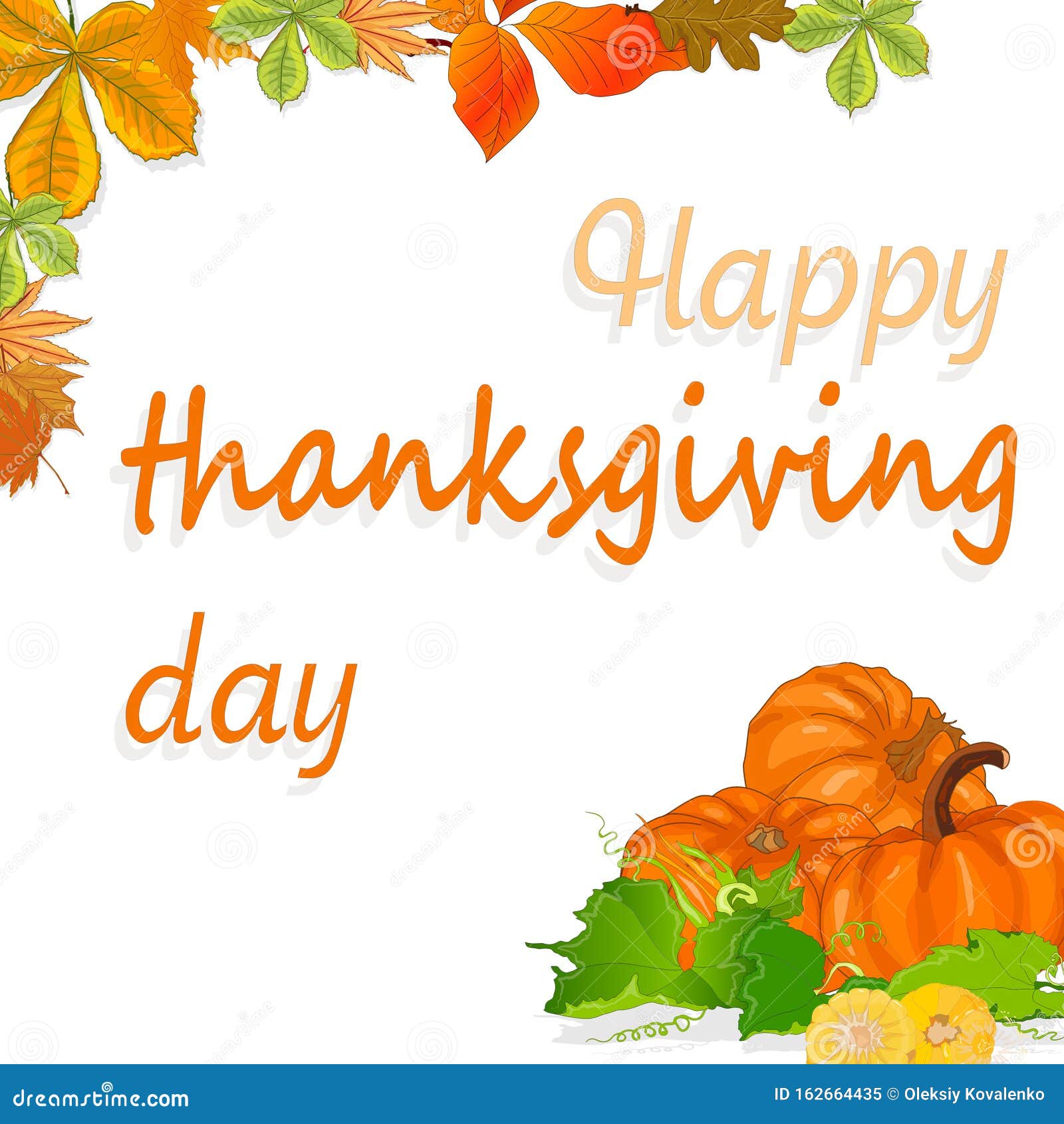 Happy Thanksgiving Script with Pumpkins and Leaves Vector Illustration ...