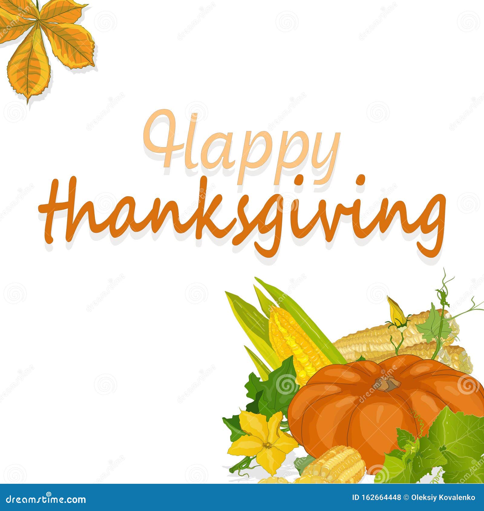Happy Thanksgiving Script with Pumpkins and Leaves Vector Illustration ...