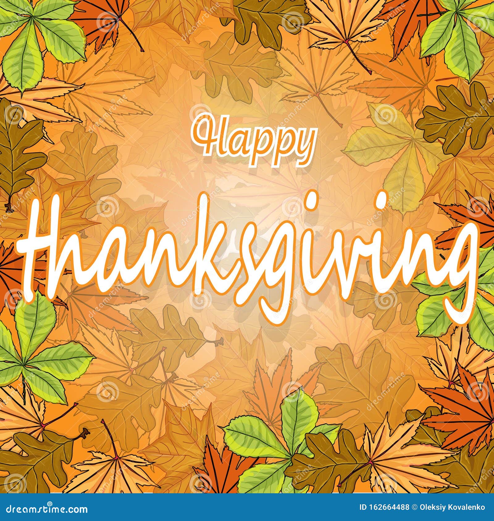 Happy Thanksgiving Script with Pumpkins and Leaves Vector Illustration ...