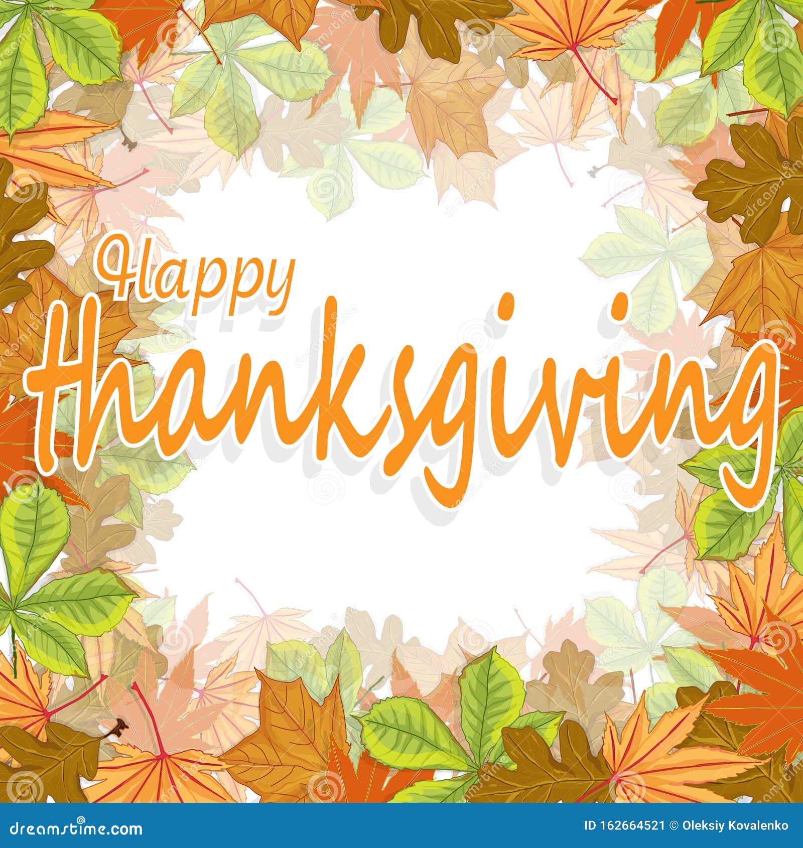 Happy Thanksgiving Script with Pumpkins and Leaves Vector Illustration ...