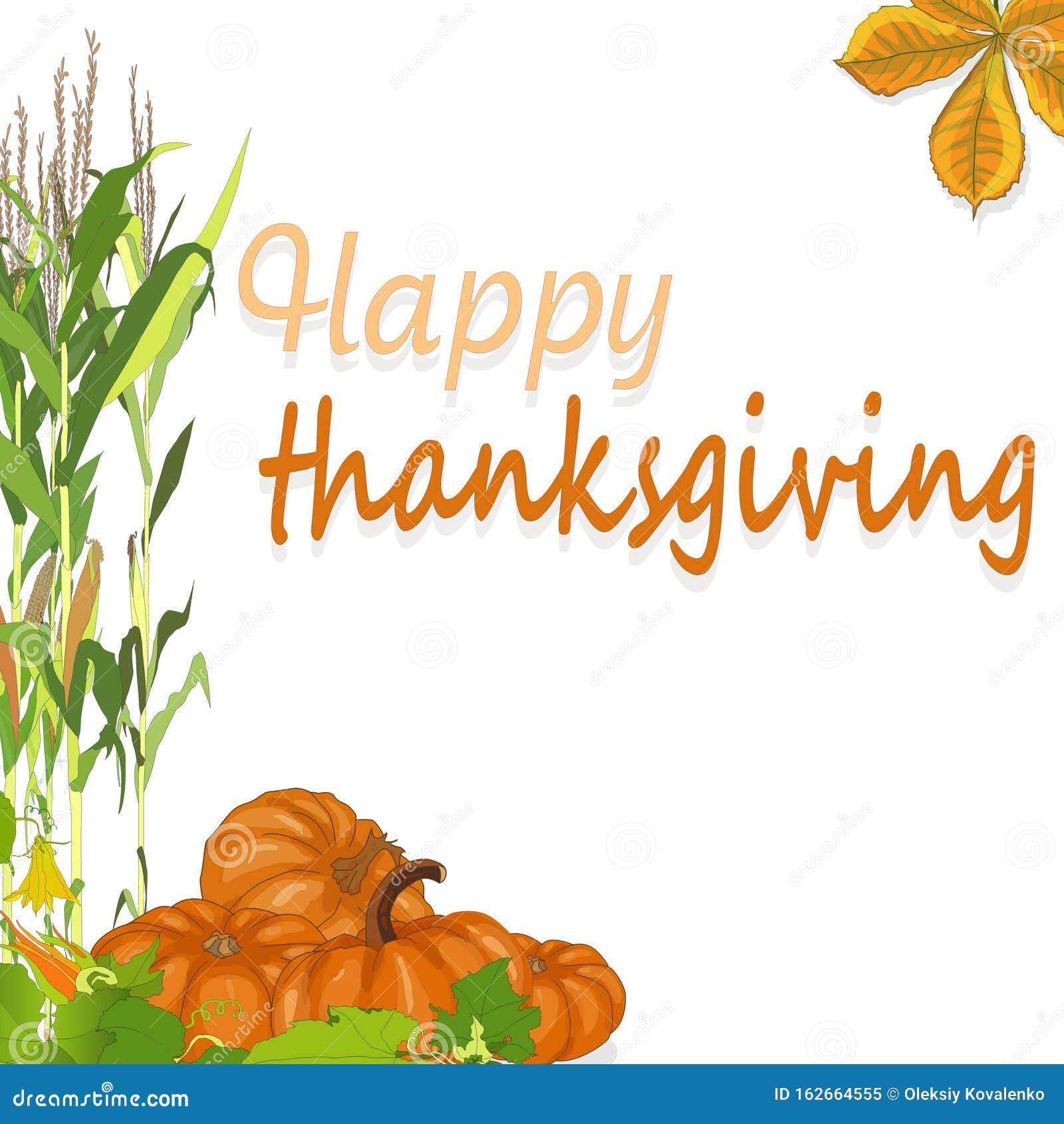 Happy Thanksgiving Script with Pumpkins and Leaves Vector Illustration ...