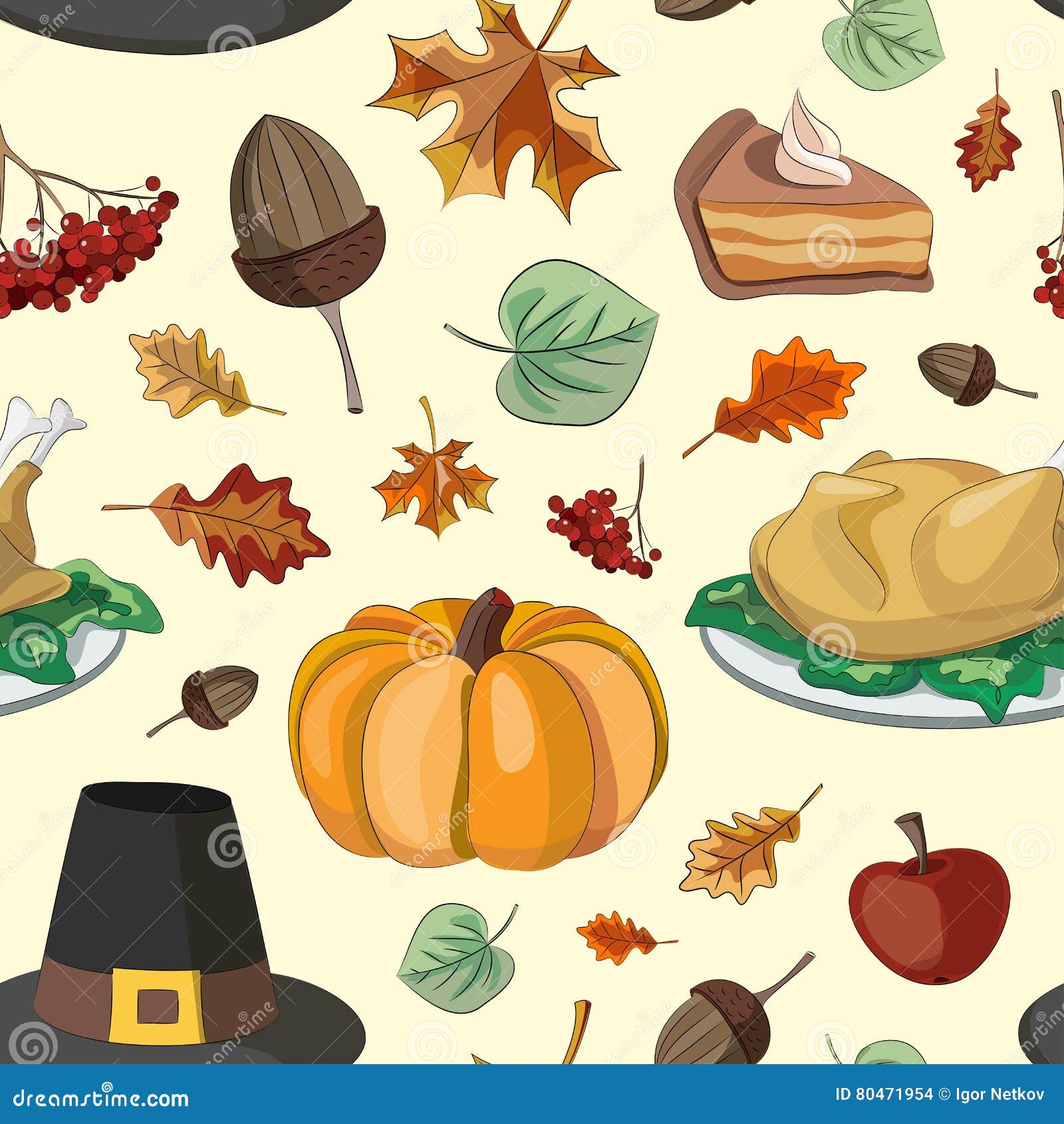 Happy Thanksgiving Set Pattern Stock Vector - Illustration of fall ...