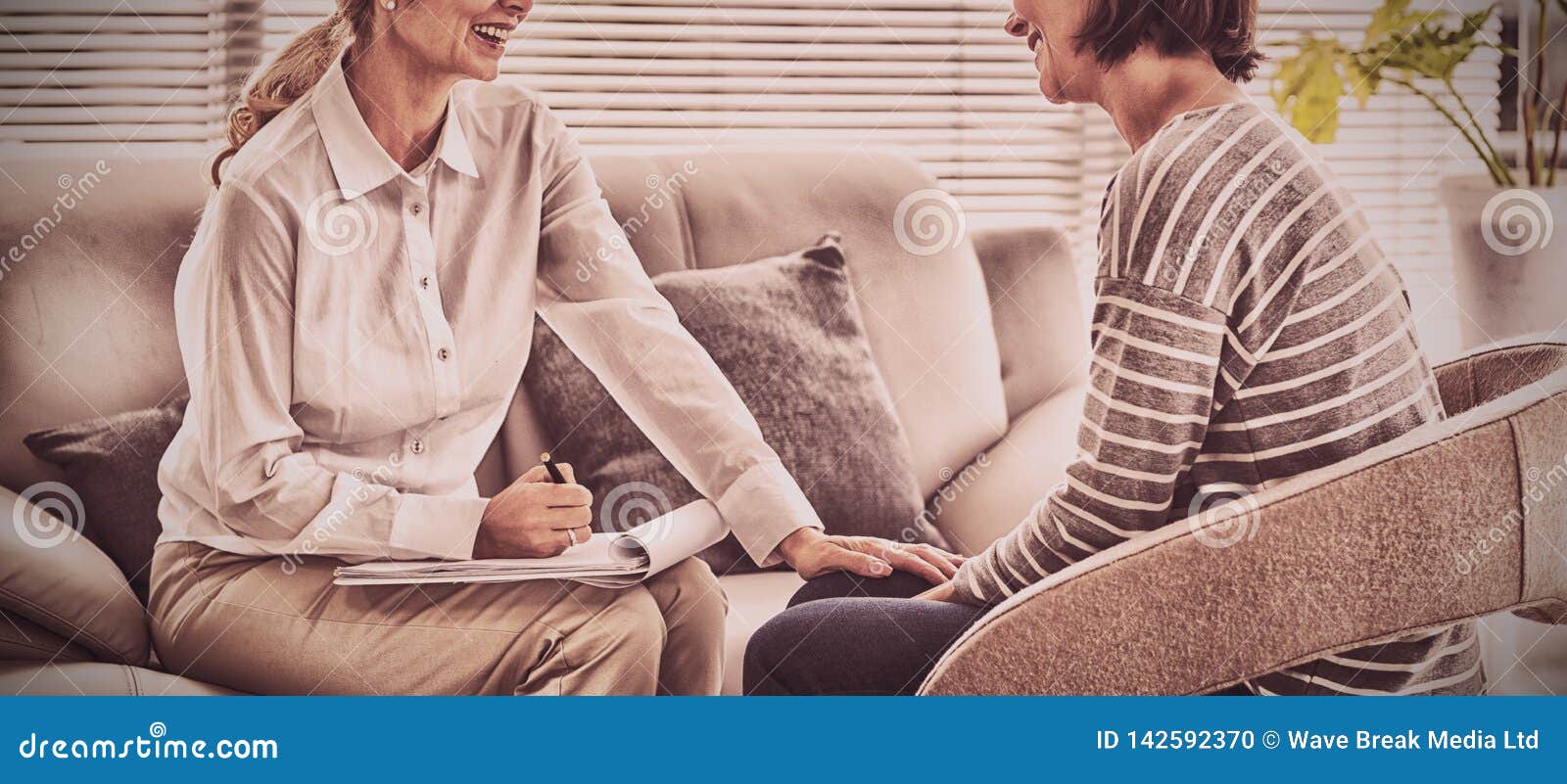 Happy Therapist with Patient Stock Photo - Image of people, notes ...