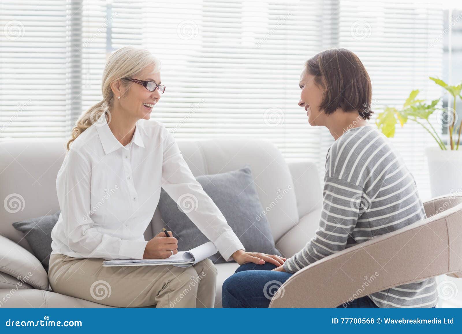 Happy Therapist with Patient Stock Photo - Image of interacting ...