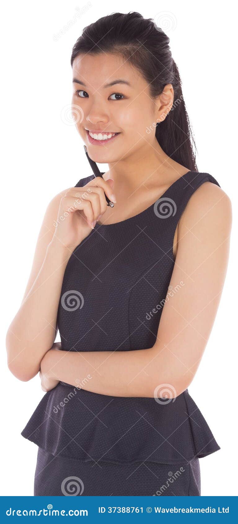 Happy Thinking Businesswoman Stock Image - Image of pretty, camera ...