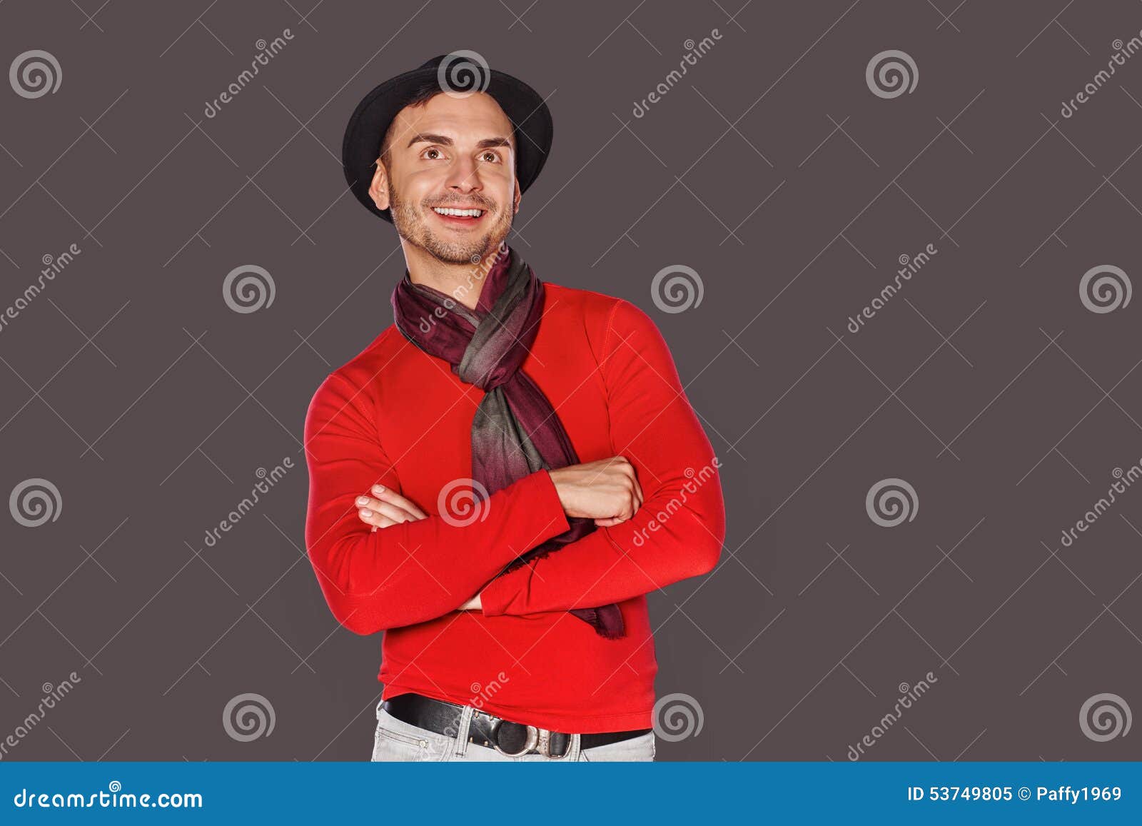 Happy thinking man stock image. Image of concept, joyful - 53749805