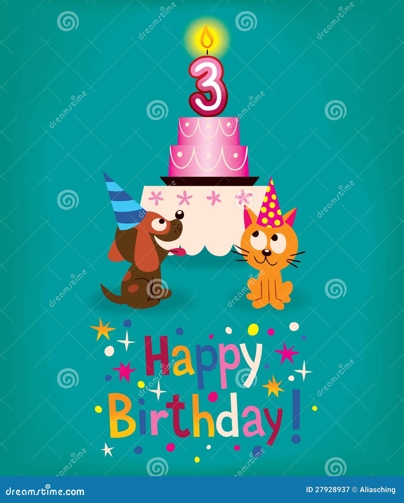 Happy Third Birthday stock vector. Illustration of funny - 27928937
