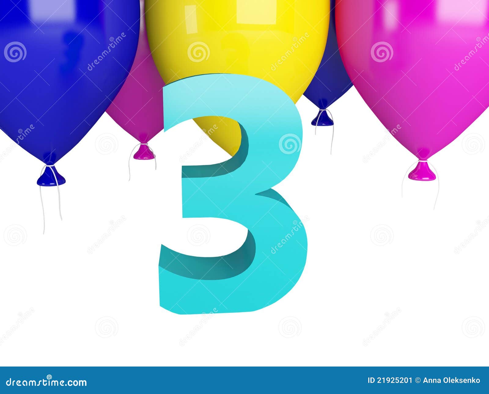 Happy Third Birthday. Blue Number Three Stock Illustration ...