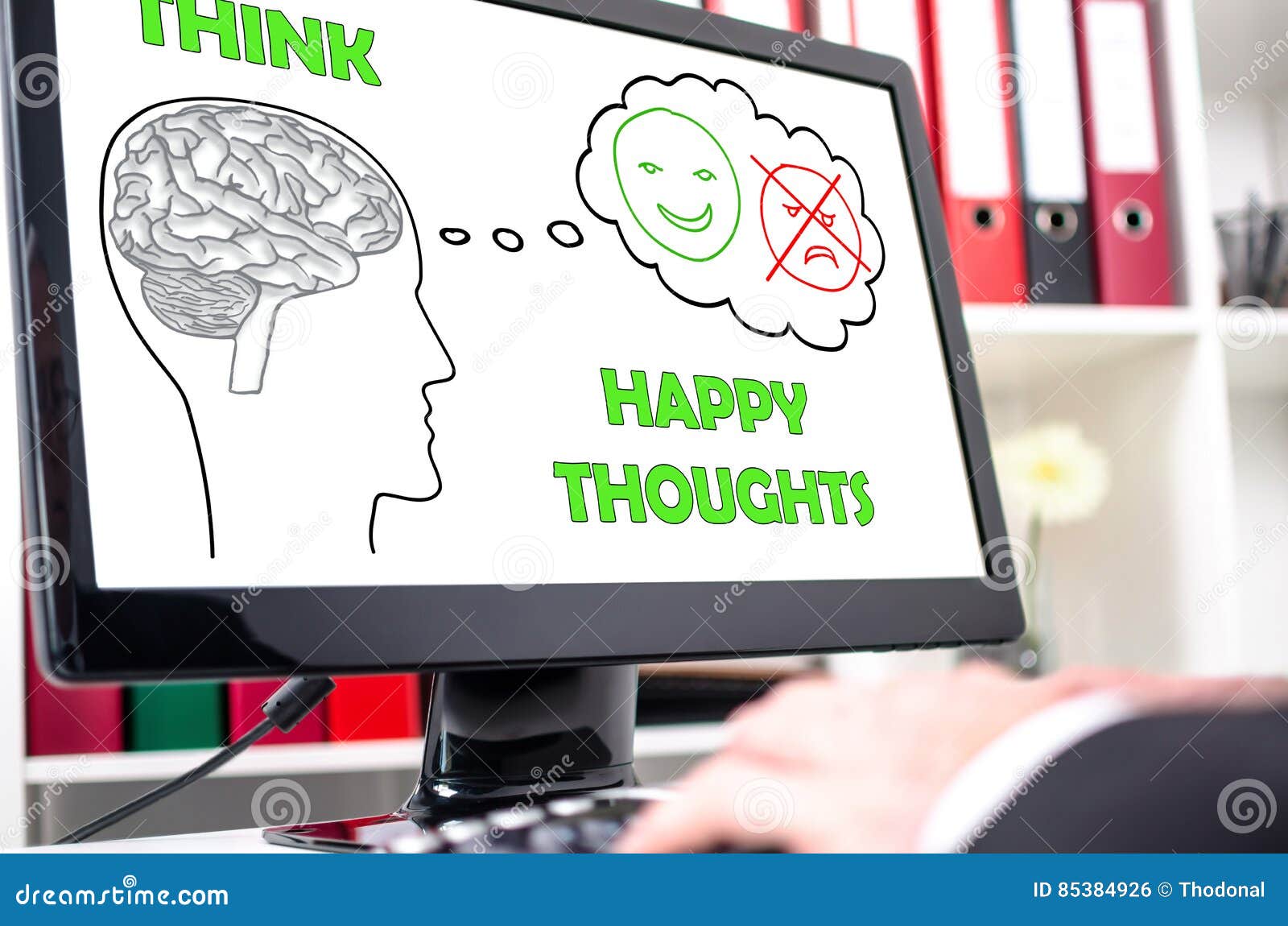 Happy Thoughts Concept on a Computer Screen Stock Photo - Image of ...